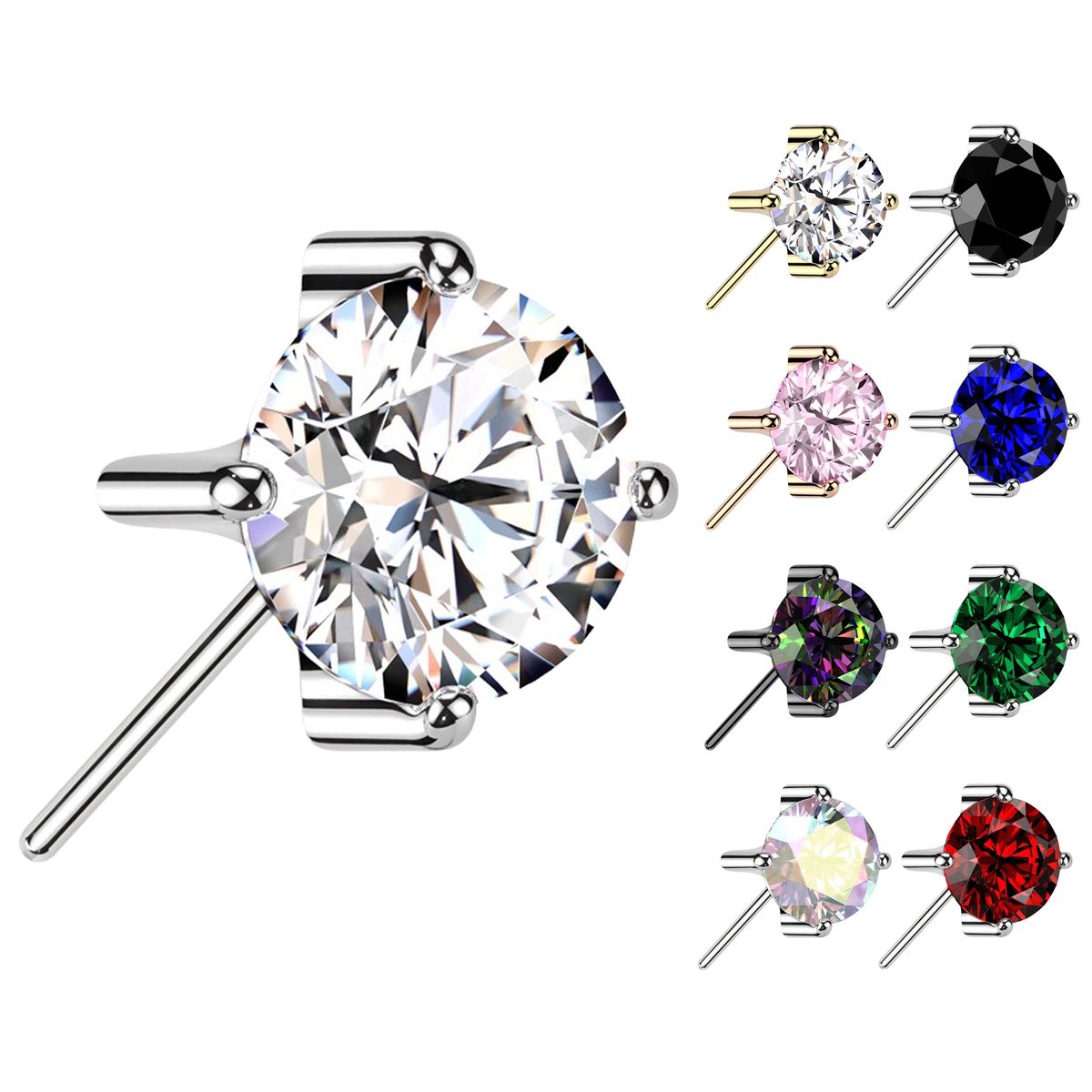 Titanium Threadless Forward-Facing Prong Gem Top